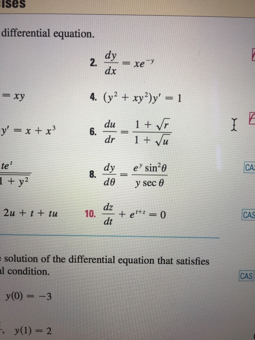 Solved Differential equation dy/dx/dx = xe^-y (y^2 + | Chegg.com