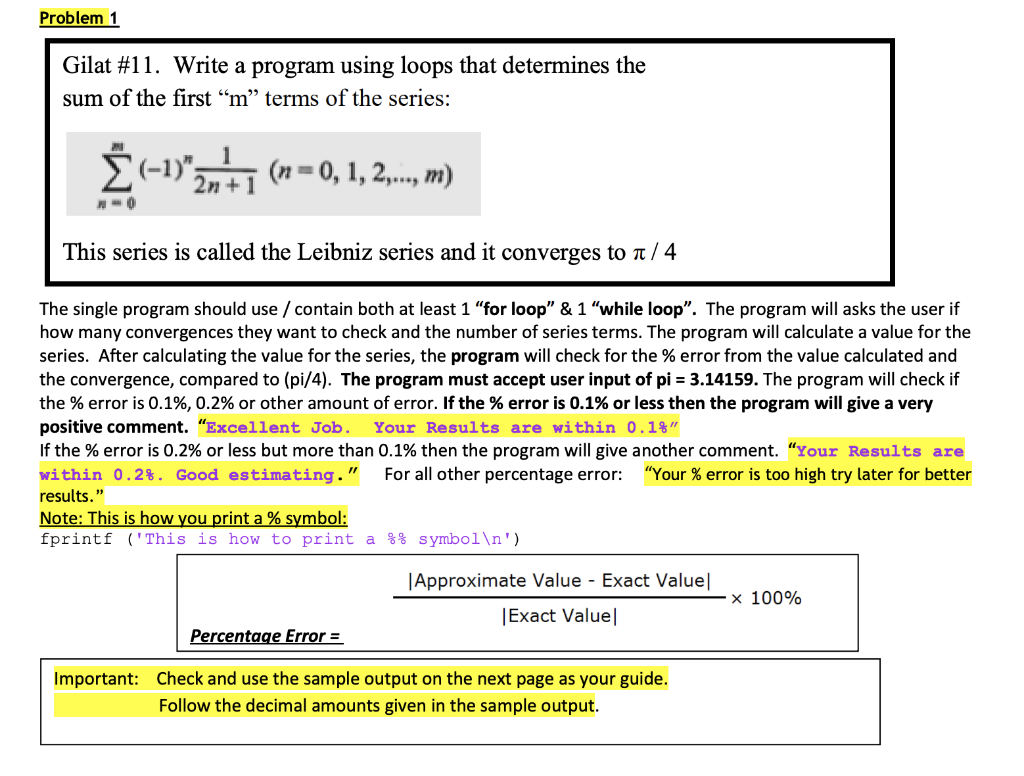 Solved Problem 1 Gilat #11. Write a program using loops that | Chegg.com