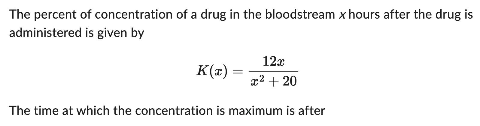 Solved The percent of concentration of a drug in the | Chegg.com