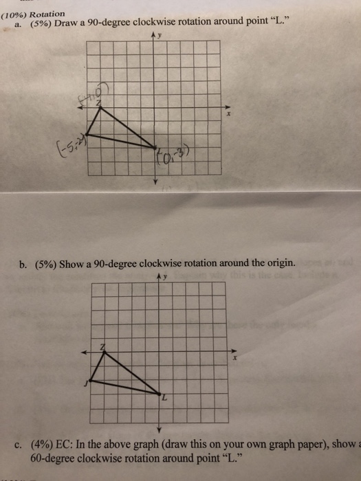 Solved (1096) Rotation (5%) Draw a 90-degree clockwise | Chegg.com
