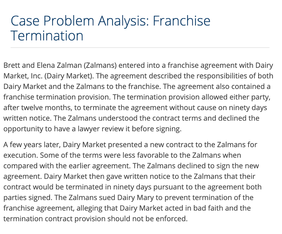 Solved The franchise relationship is defined by the | Chegg.com
