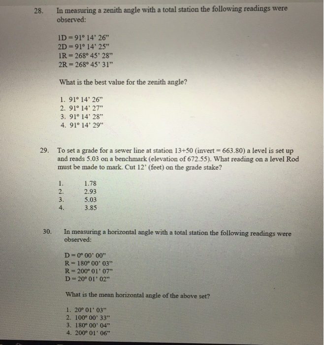 Solved In measuring a zenith angle with a total station the | Chegg.com