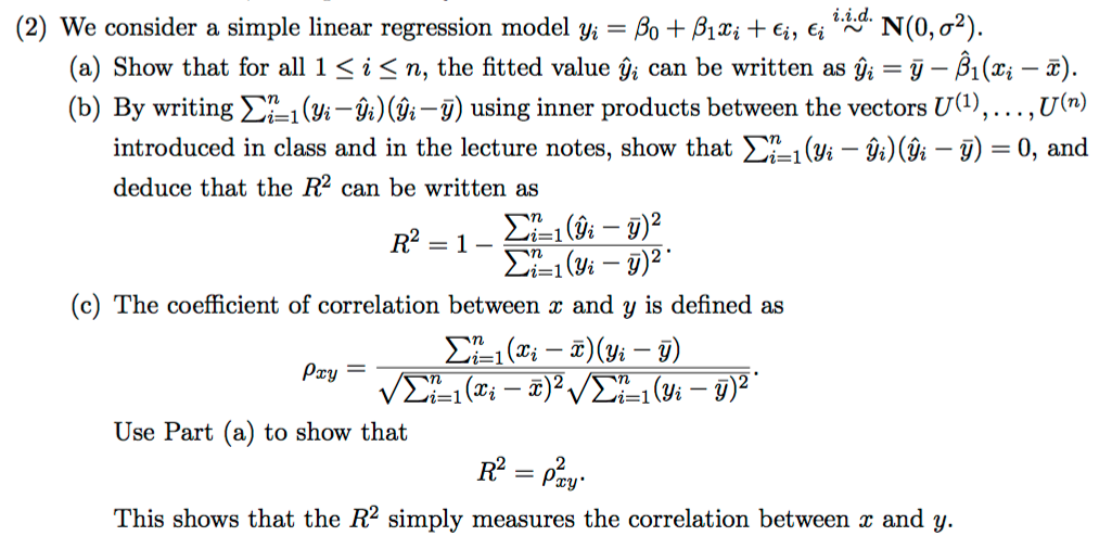 Solved (2) We consider a simple linear regression model yi = | Chegg.com