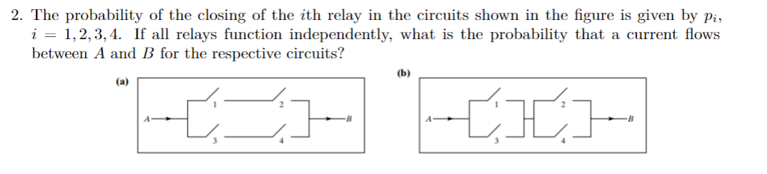 Solved The probability of the closing of the i th relay in | Chegg.com
