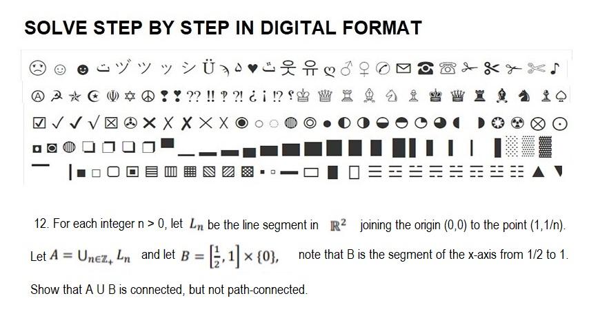 Solved 12. For each integer n>0, let Ln be the line segment | Chegg.com
