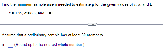 Solved Find the minimum sample size \\( n \\) needed to | Chegg.com