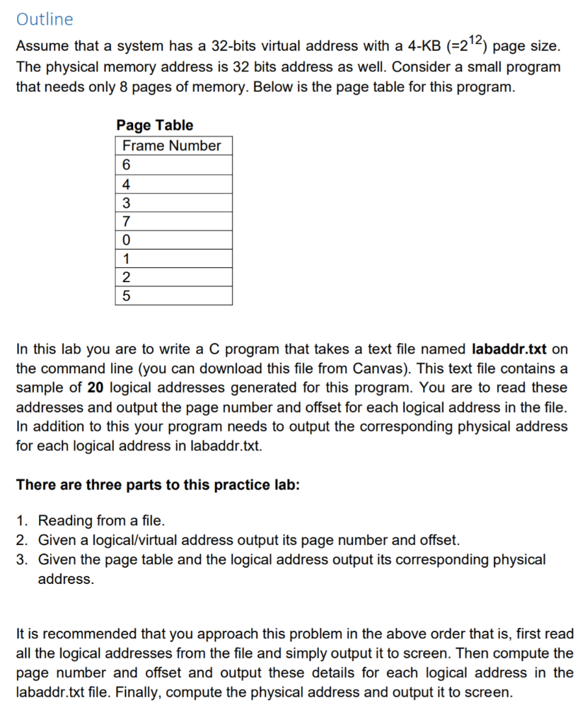 Solved Outline Assume that a system has a 32-bits virtual | Chegg.com