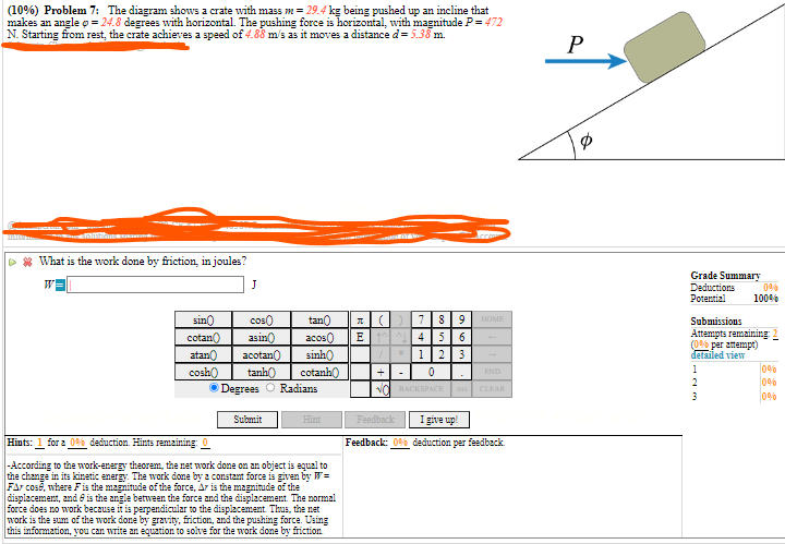 Solved (10\%) Problem 7: The diagram shows a crate with mass | Chegg.com