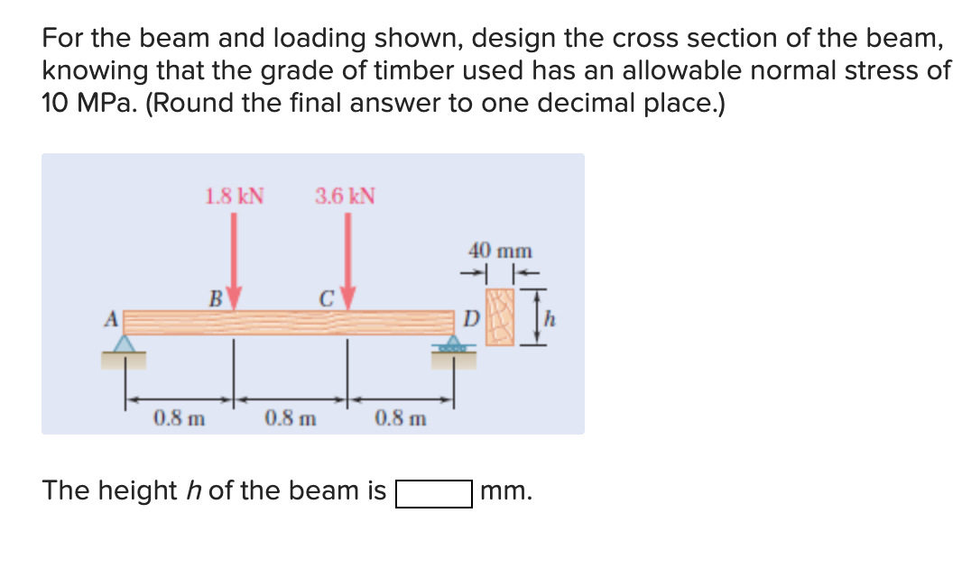 Solved For the beam and loading shown, design the cross | Chegg.com