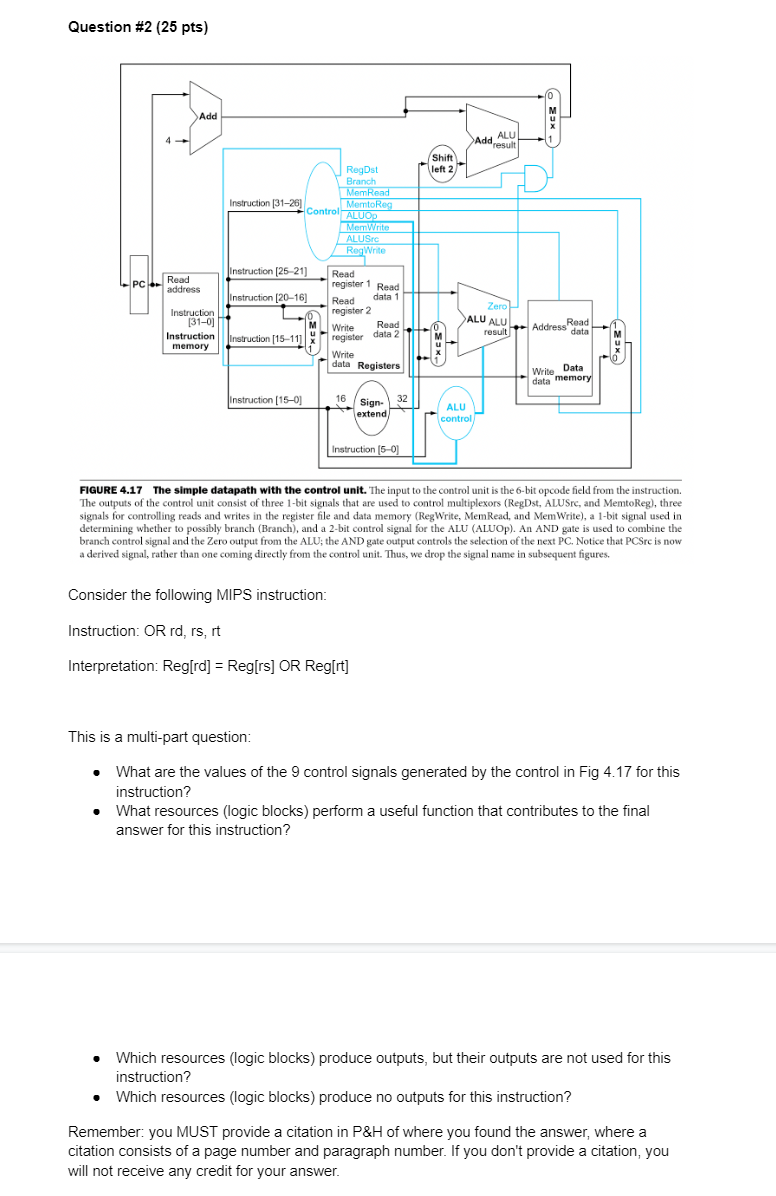 Solved Question \#2 (25 pts) FIGURE 4.17 The simple datapath | Chegg.com Solved Question \#2 (25 pts) FIGURE 4.17 The simple datapath | Chegg.com