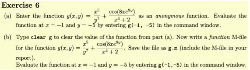Solved Part (a) Define g as anonymous function g=@(x,y) | Chegg.com