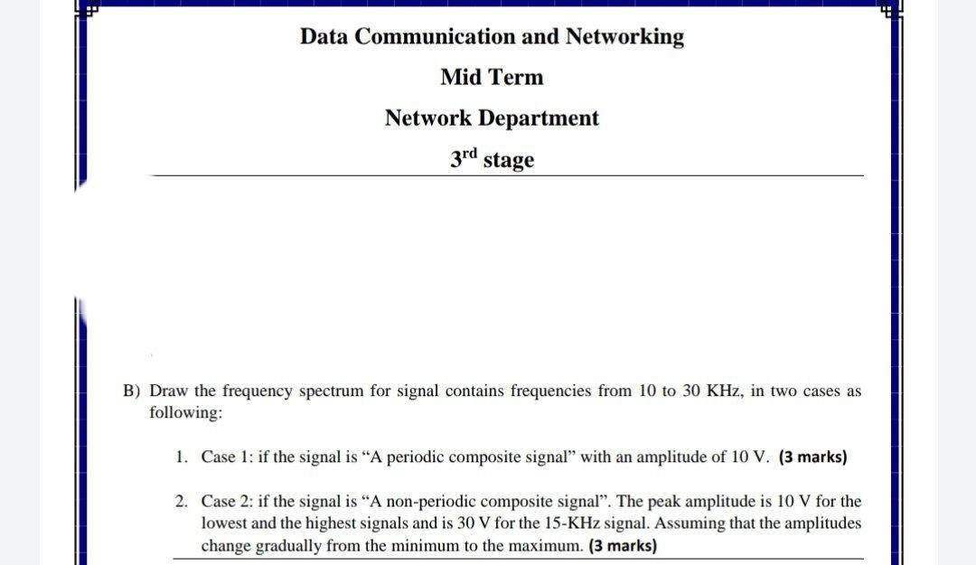Data Communication and Networking Mid Term Network | Chegg.com