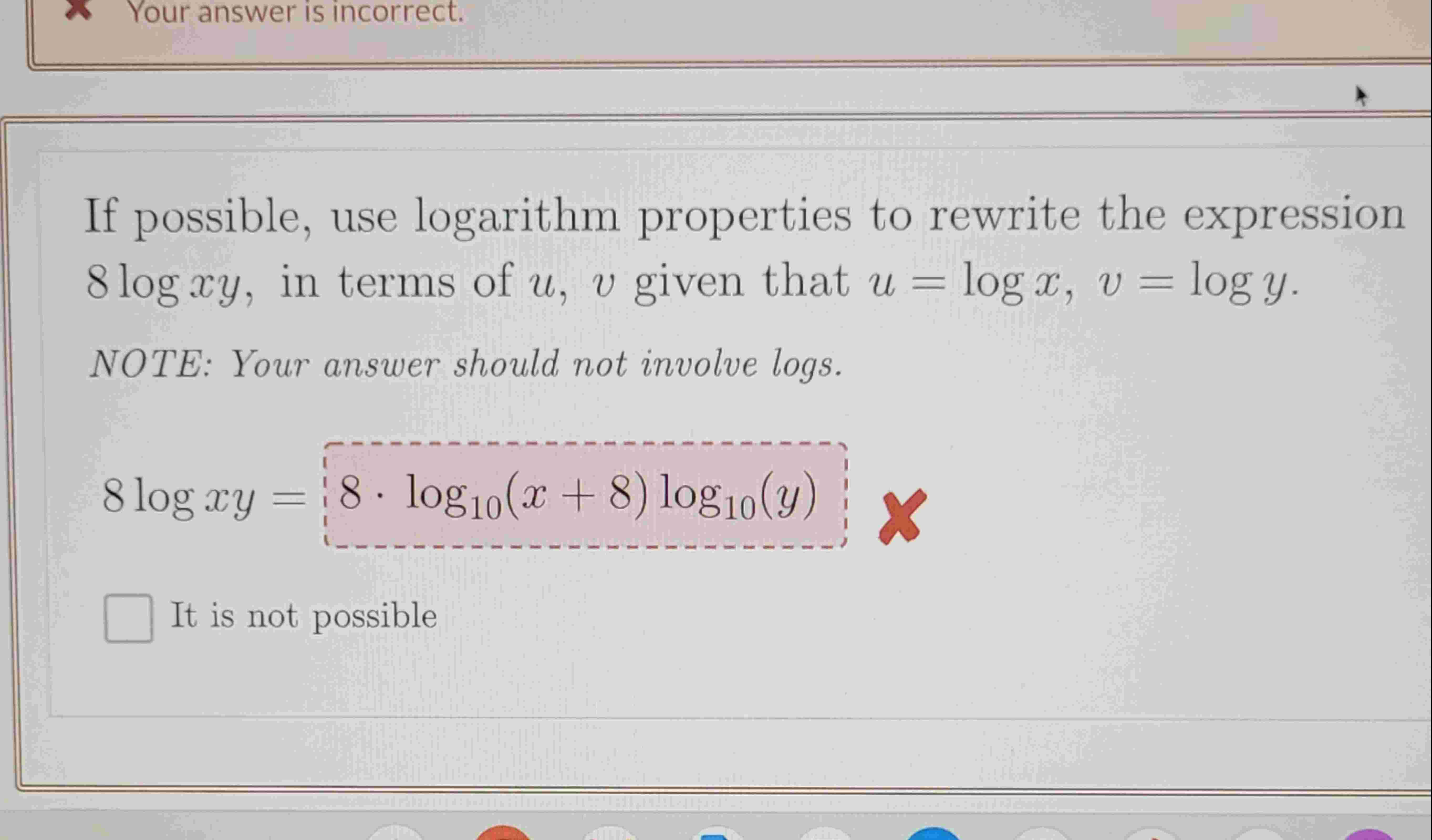 Solved by an EXPERT If ﻿possible, use logarithm properties to ﻿rewrite | Chegg.com
