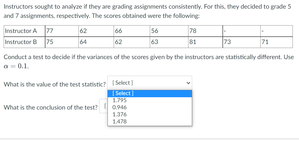 Solved Instructors sought to analyze if they are grading | Chegg.com