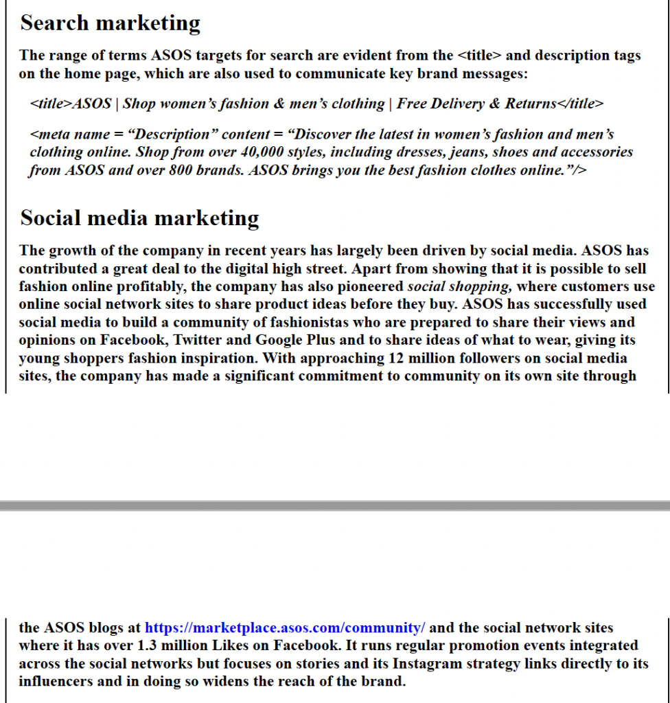 Solved retailing ASOS has pioneered online social shopping | Chegg.com