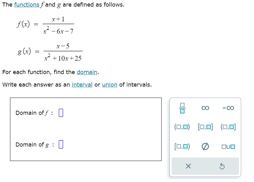 Solved The functions f ﻿and g ﻿are defined as | Chegg.com