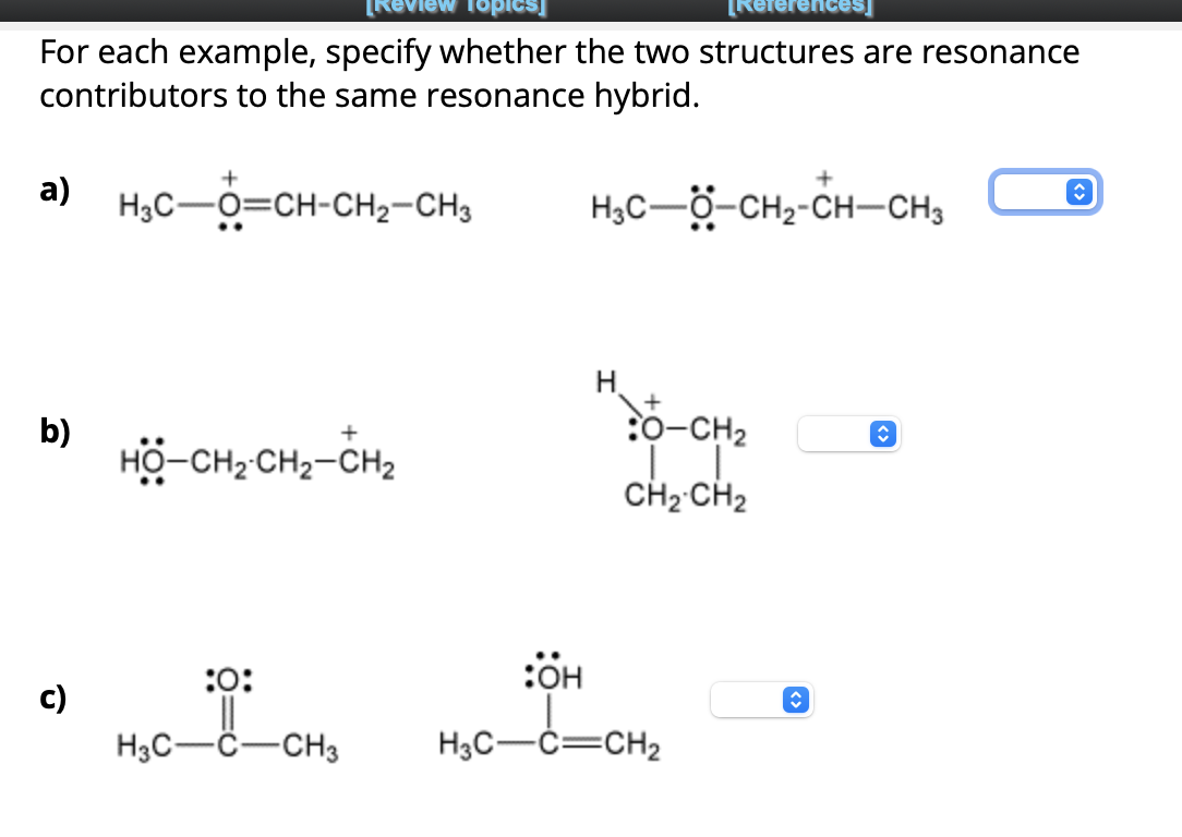 Solved For each example, specify whether the two structures | Chegg.com