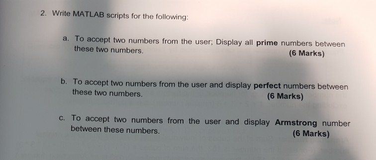 Solved 2. Write MATLAB scripts for the following: a. To | Chegg.com