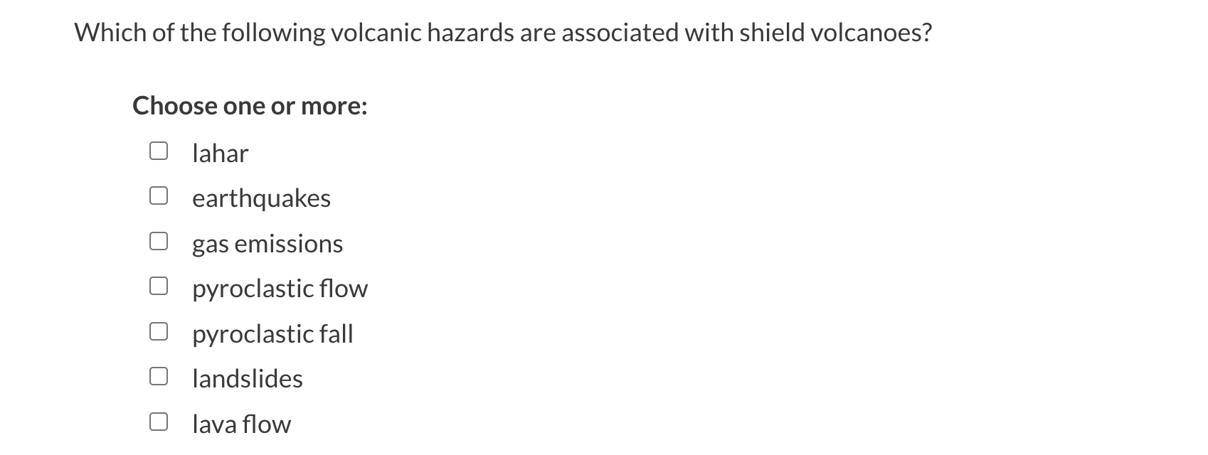 Solved Which of the following volcanic hazards are | Chegg.com