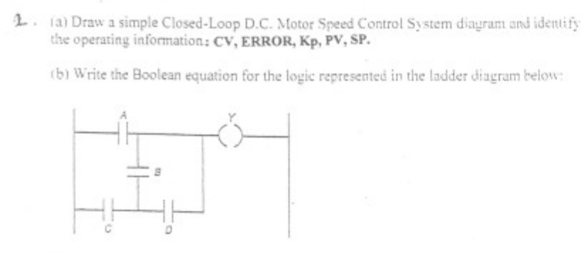 Solved 2. ja) Draw a simple Closed-Loop D.C. Motor Speed | Chegg.com