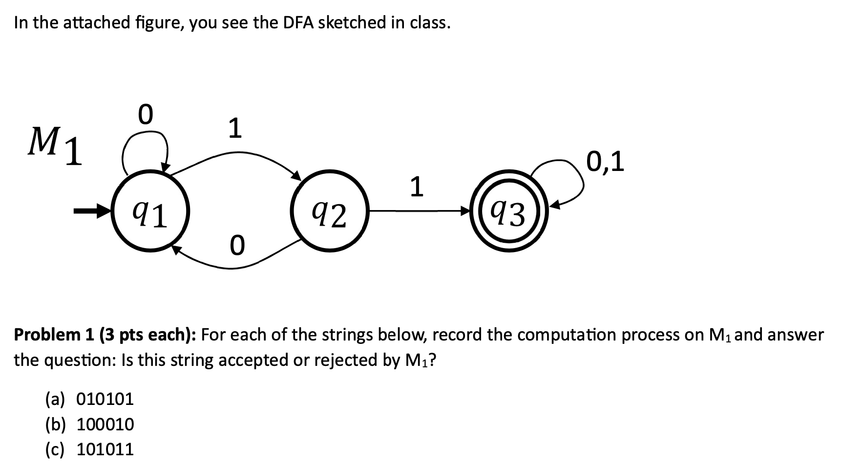 Solved In the attached figure, you see the DFA sketched in | Chegg.com