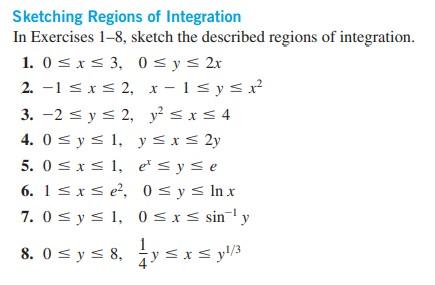Solved Sketching Regions of Integration In Exercises 1-8, | Chegg.com