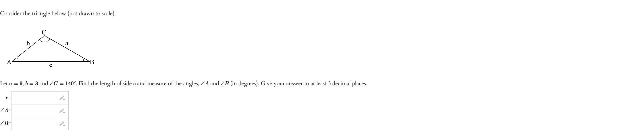 Solved Consider the triangle below (not drawn to scale). Let | Chegg.com