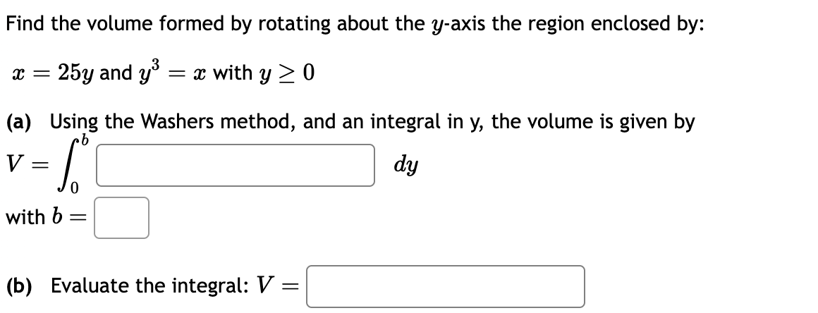 Solved Find the volume formed by rotating about the y-axis | Chegg.com
