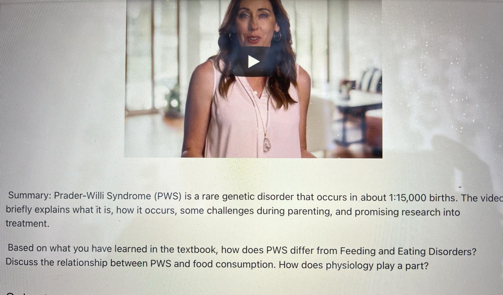 Solved Summary: Prader-Willi Syndrome (PWS) is a rare | Chegg.com