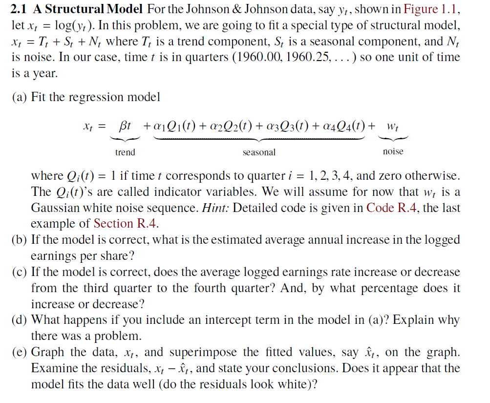 2.1 A Structural Model For the Johnson & Johnson | Chegg.com