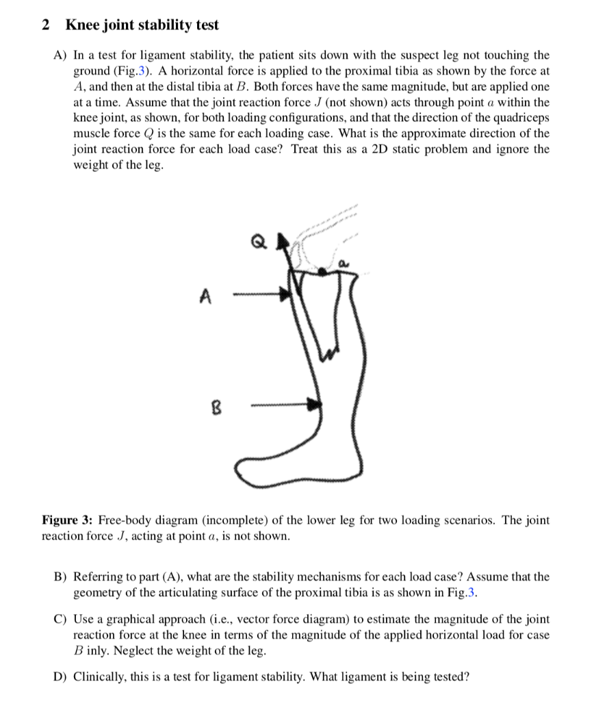 Solved 2 Knee joint stability test A) In a test for ligament | Chegg.com