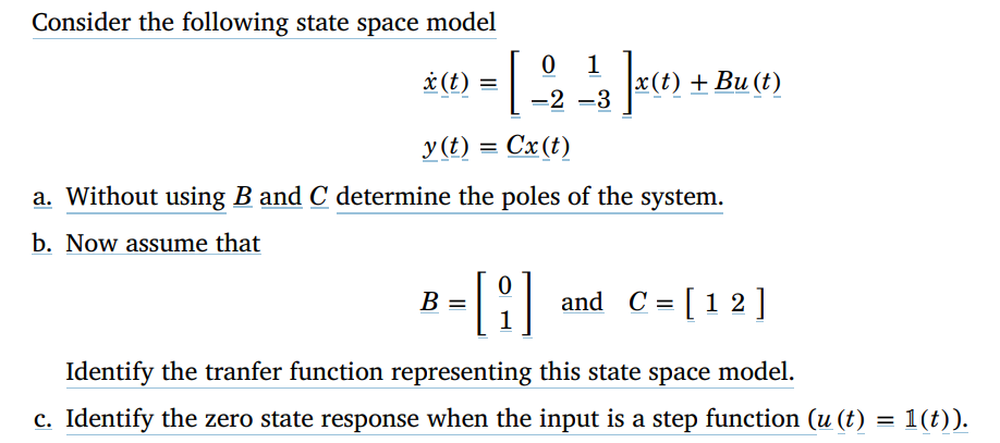 Solved Consider the following state space model | Chegg.com