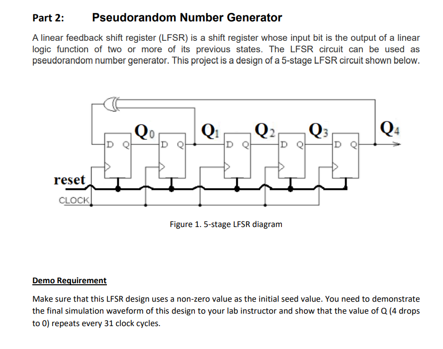 Part 2: Pseudorandom Number Generator A linear | Chegg.com