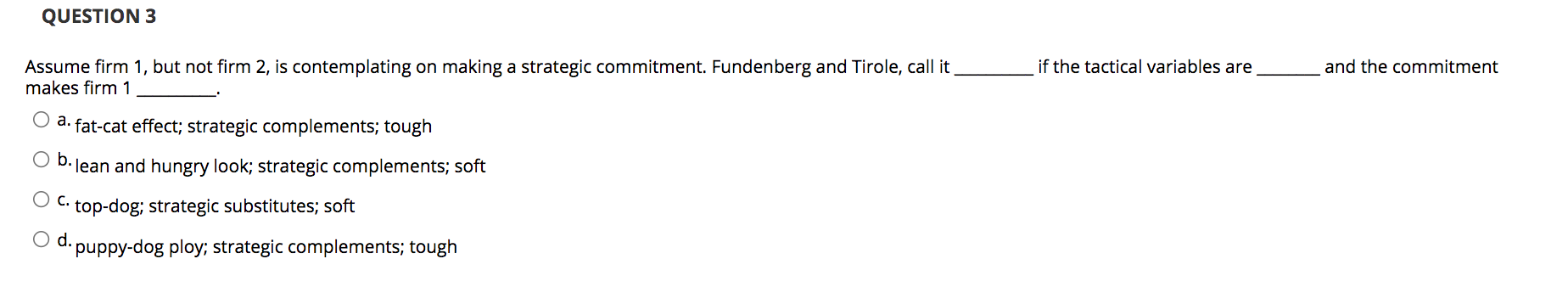 Solved QUESTION 3 Assume firm 1, but not firm 2, is | Chegg.com