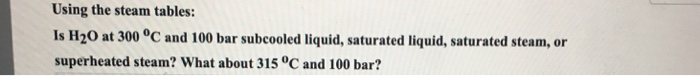 Solved Using the steam tables: Is H20 at 300°C and 100 bar | Chegg.com