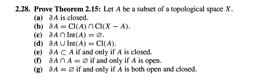 Solved 2.28. Prove Theorem 2.15: Let A be a subset of a | Chegg.com