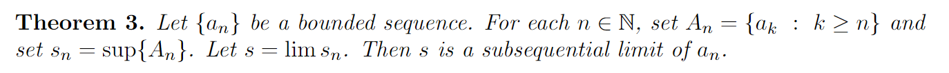 Solved Theorem 3. Let {an} be a bounded sequence. For each | Chegg.com
