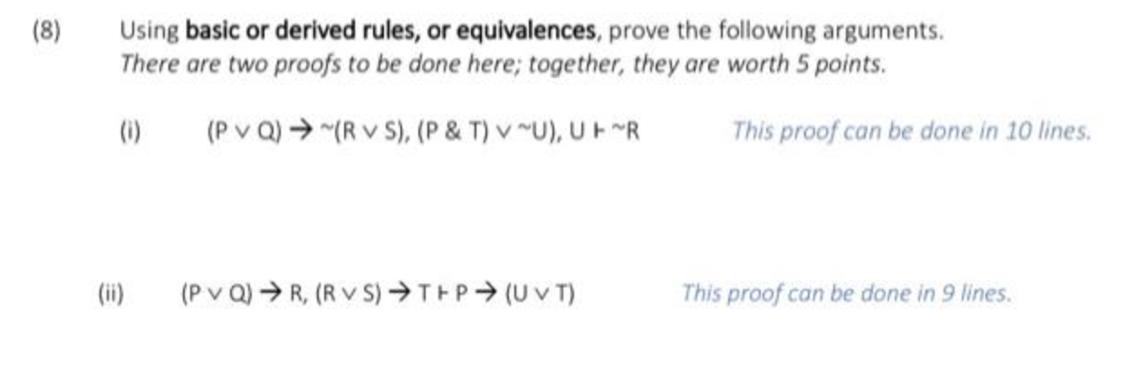 Solved (8) Using basic or derived rules, or equivalences, | Chegg.com