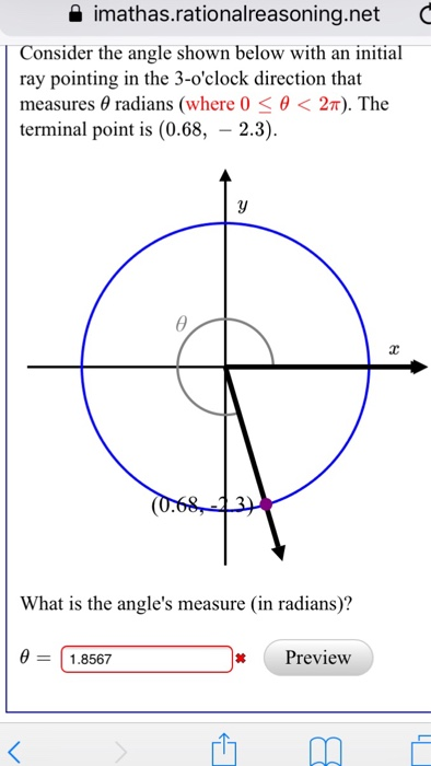 Solved a imathas.rationalreasoning.net Consider the angle | Chegg.com