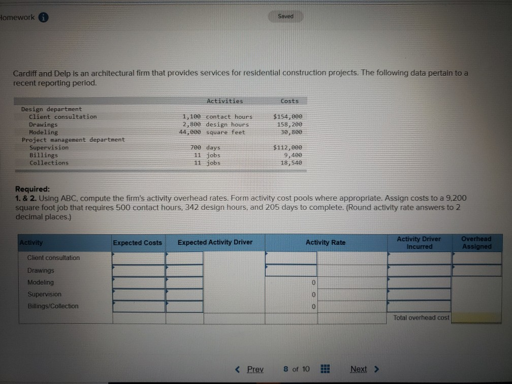 Solved omeworki Saved Cardiff and Delp is an architectural | Chegg.com