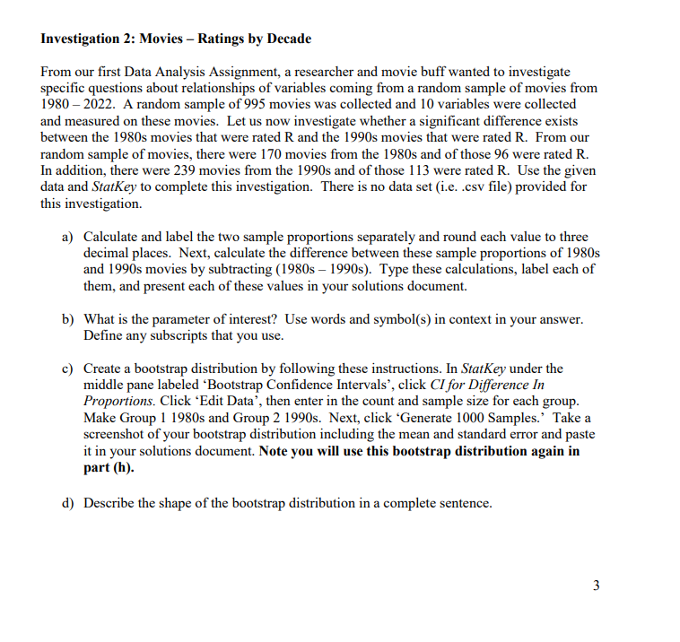 Solved e) Construct a 95% bootstrap confidence interval | Chegg.com