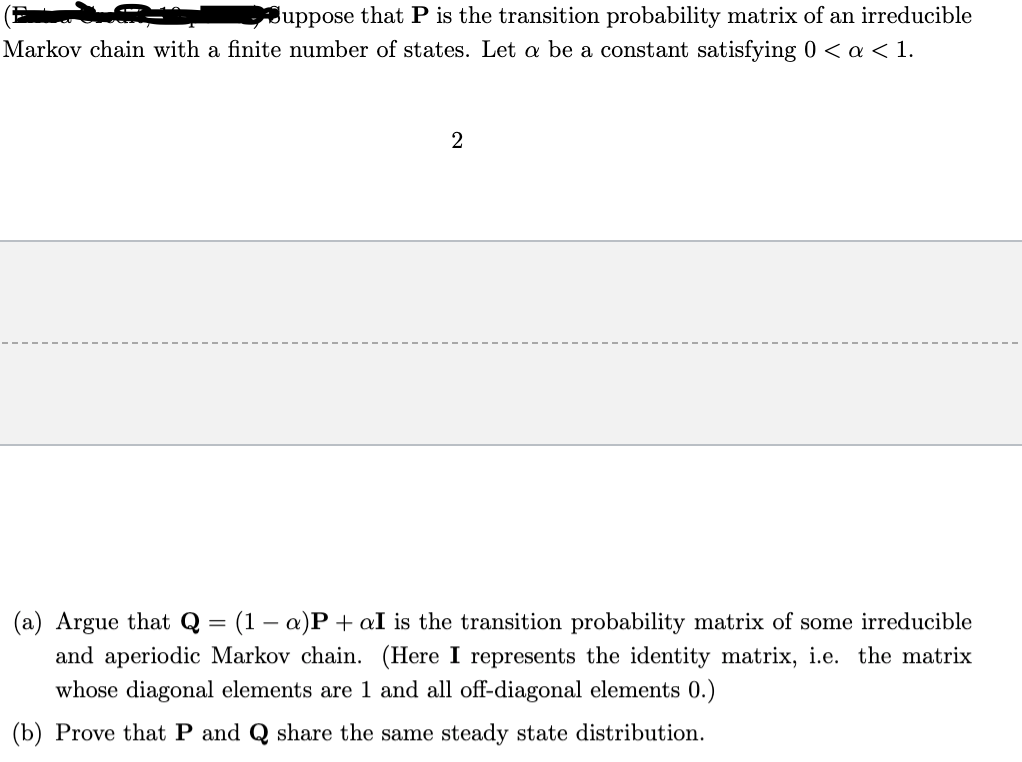 Suppose that P is the transition probability matrix | Chegg.com