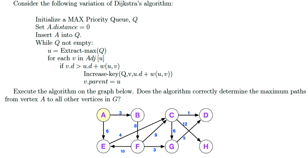 Solved Consider the following variation of Dijkstra's | Chegg.com