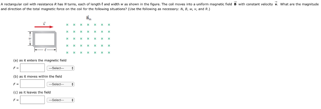 Solved A rectangular coil with resistance R has N turns, | Chegg.com