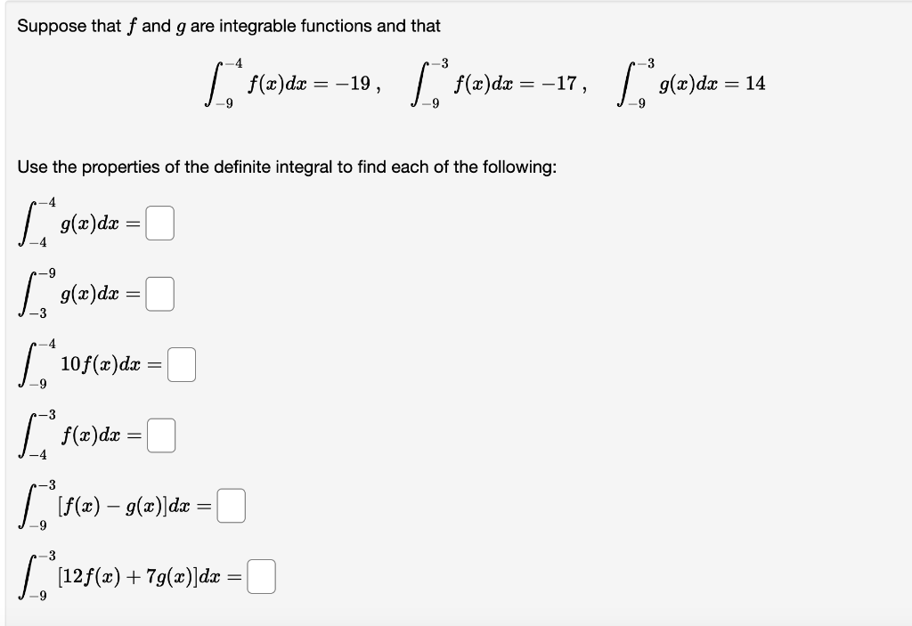 Solved Suppose that f and g are integrable functions and | Chegg.com