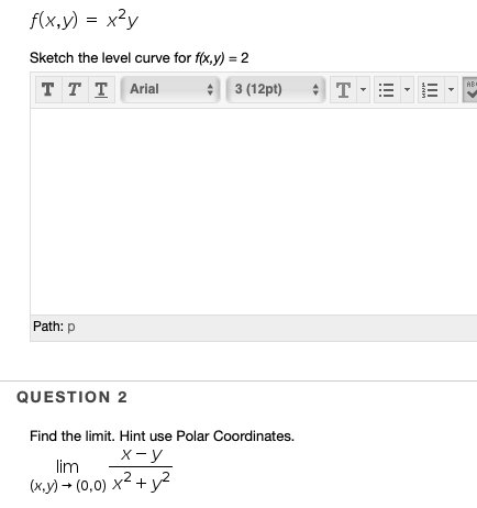 Solved f(x,y) = x2y Sketch the level curve for f(x,y) = 2 TT | Chegg.com