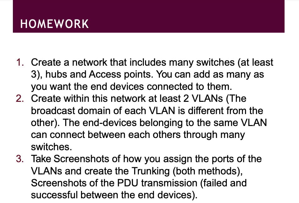Solved HOMEWORK 1. Create a network that includes many | Chegg.com