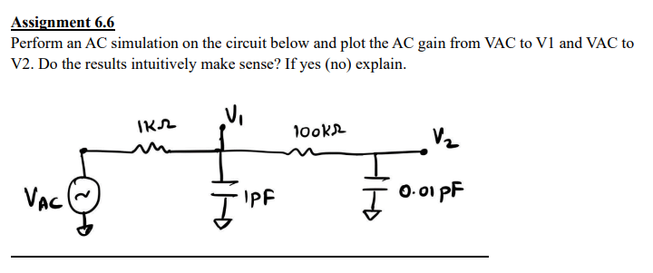 Solved Assignment 6.6 Perform an AC simulation on the | Chegg.com