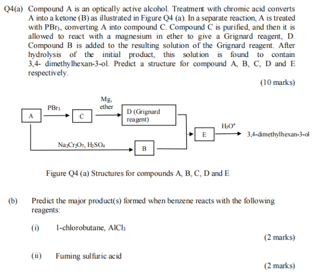 Solved Q4(a) Compound A is an optically active alcohol. | Chegg.com