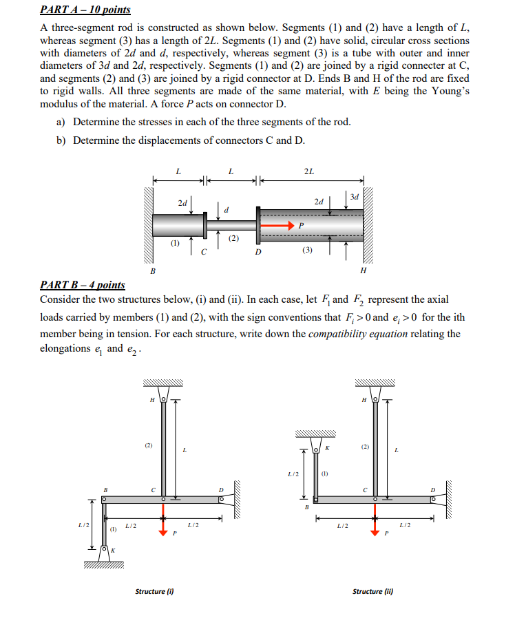 Solved PART A -10 ﻿pointsA three-segment rod is constructed | Chegg.com